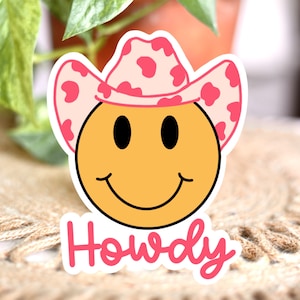 Howdy Smiley Face Sticker + Howdy Sticker + Western Sticker + Cowboy ...
