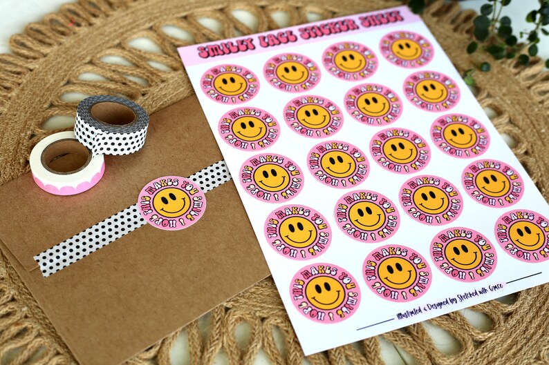 Smiley Face Packaging Sticker Sheet I Hope This Makes You - Etsy