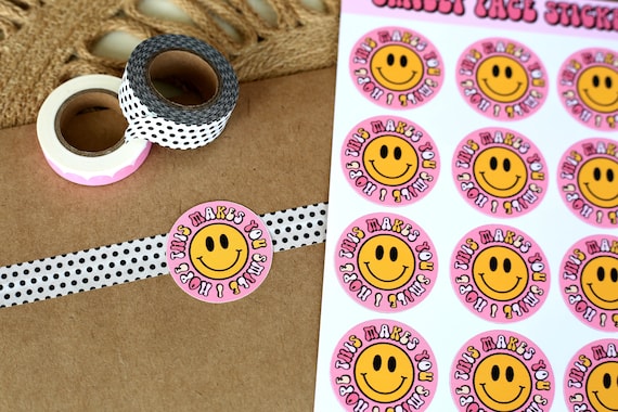 Smiley Face Packaging Sticker Sheet I Hope This Makes You - Etsy