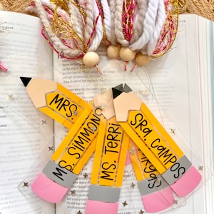 Teacher Bookmark, Acrylic Bookmark, Pencil Bookmark, Teacher Gift ...