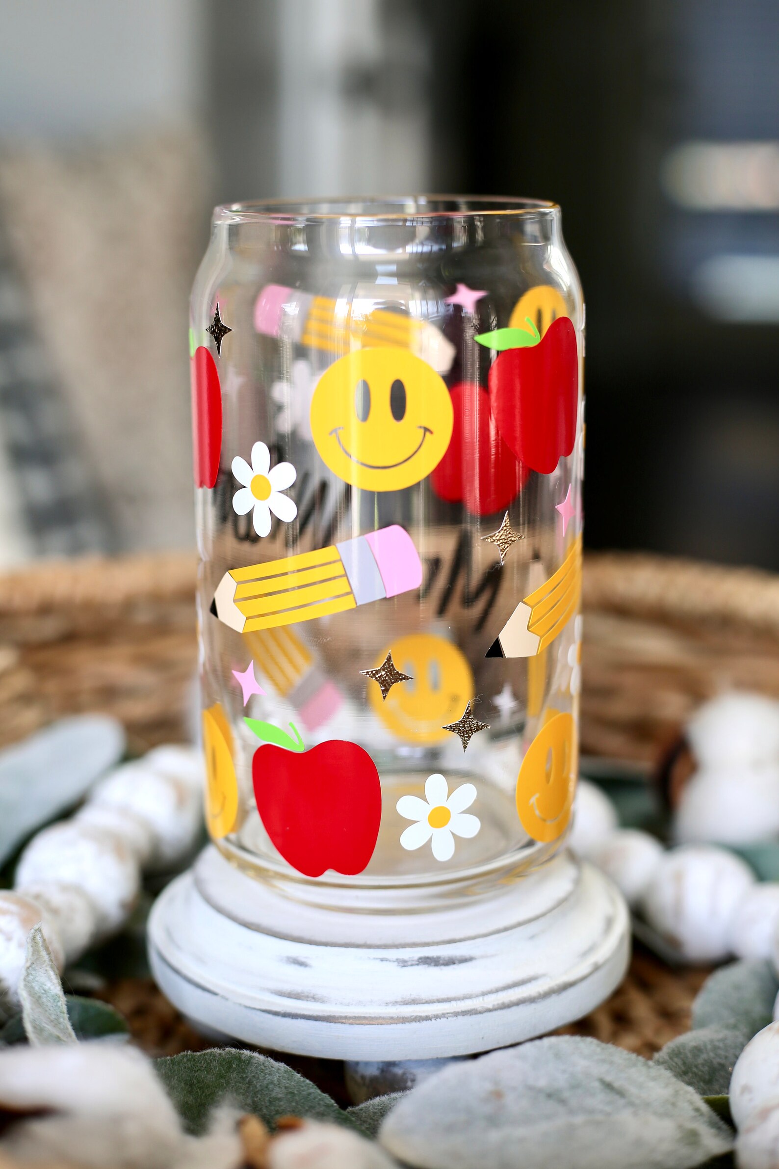 Personalized Teacher Beer Glass Can Smiley Face Teacher Cup Beer Glass ...