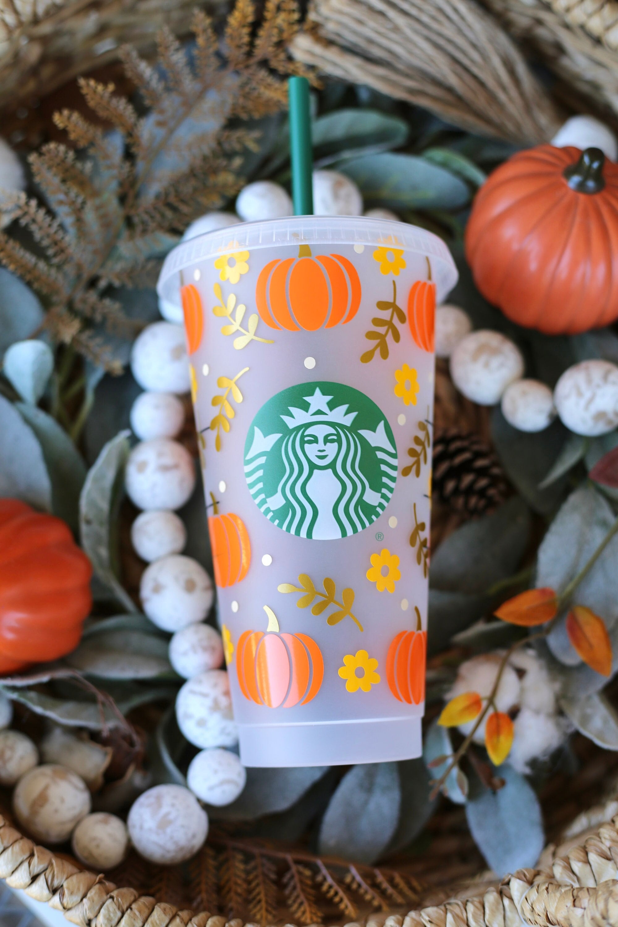Fall Pumpkin Starbucks Cold Cup: Autumn Iced Coffee Tumbler - Etsy