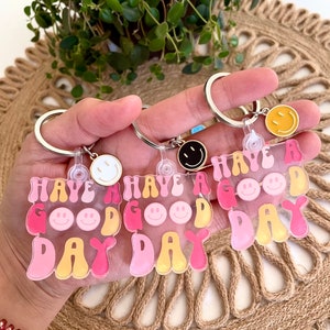 Have A Good Day Smiley Face Acrylic Keychain + Smiley Face Keychain ...