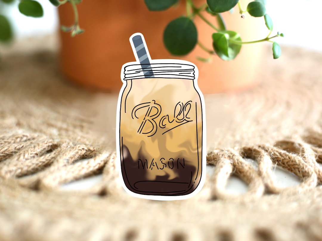 Iced Coffee Sticker Mason Jar Coffee Sticker Coffee Sticker Coffee ...