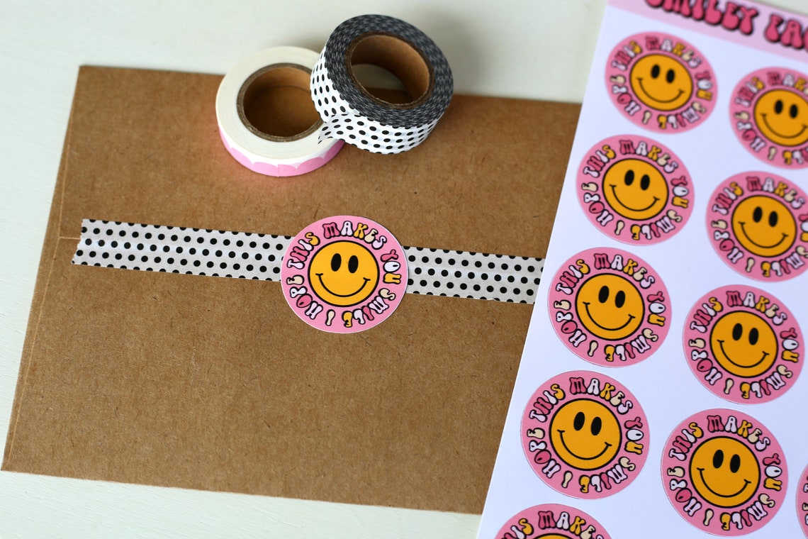 Smiley Face Packaging Sticker Sheet I Hope This Makes You - Etsy