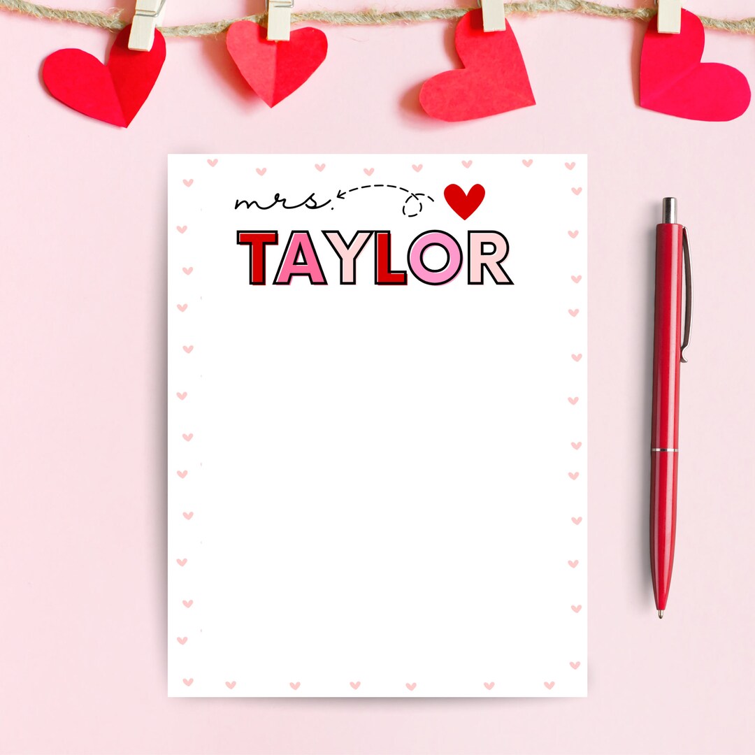 Custom Valentines Day Notepad + Teacher Gift for Valentines ...
