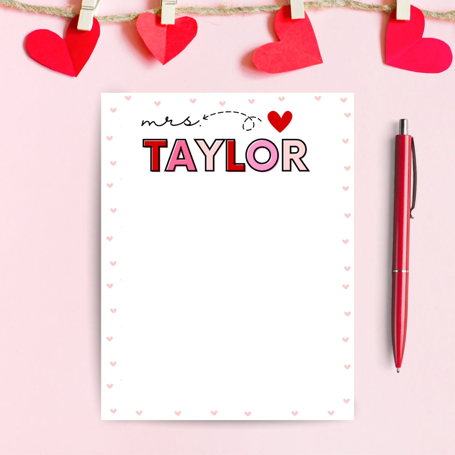 Custom Valentines Day Notepad + Teacher Gift for Valentines ...