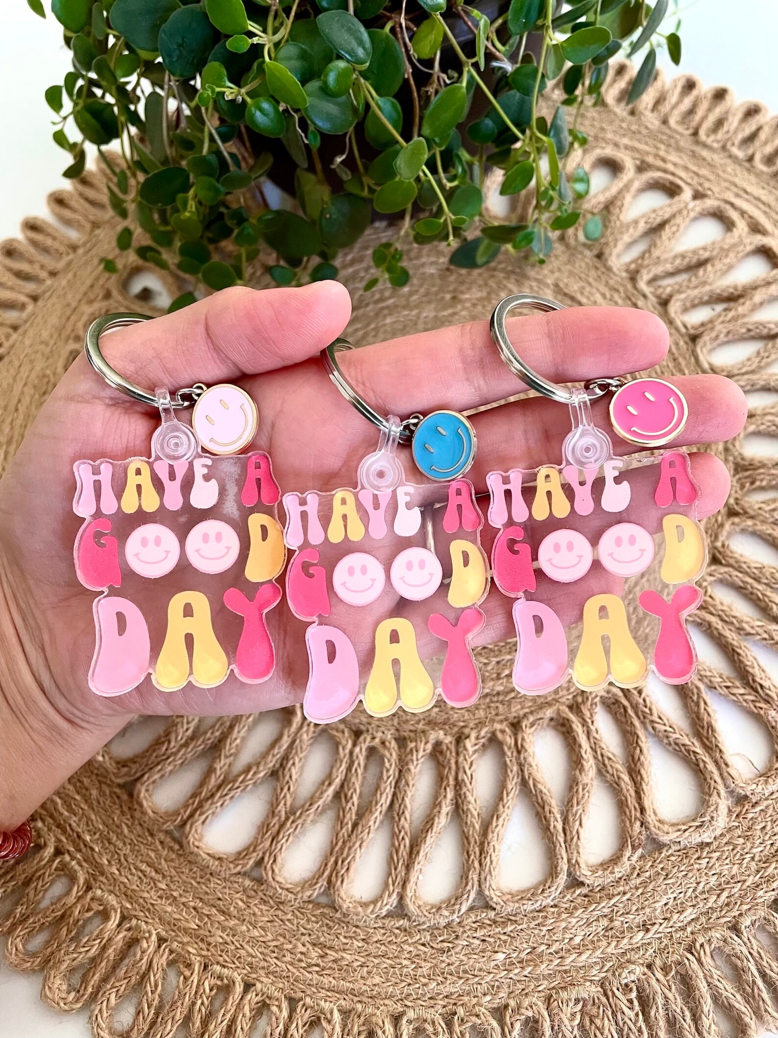 Have A Good Day Smiley Face Acrylic Keychain Smiley Face - Etsy