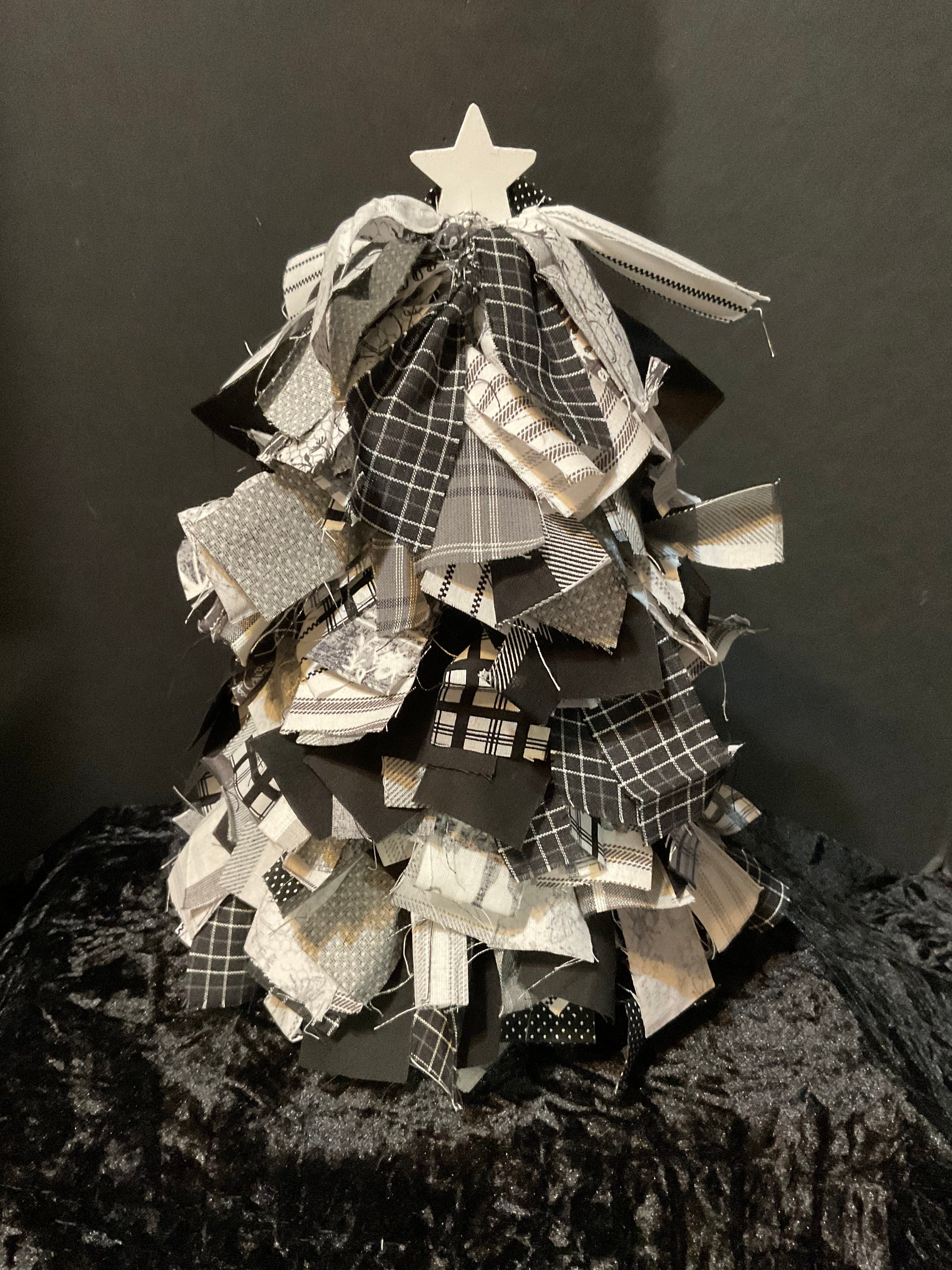 Black and White Farmhouse Rag Tree on Stand - Etsy