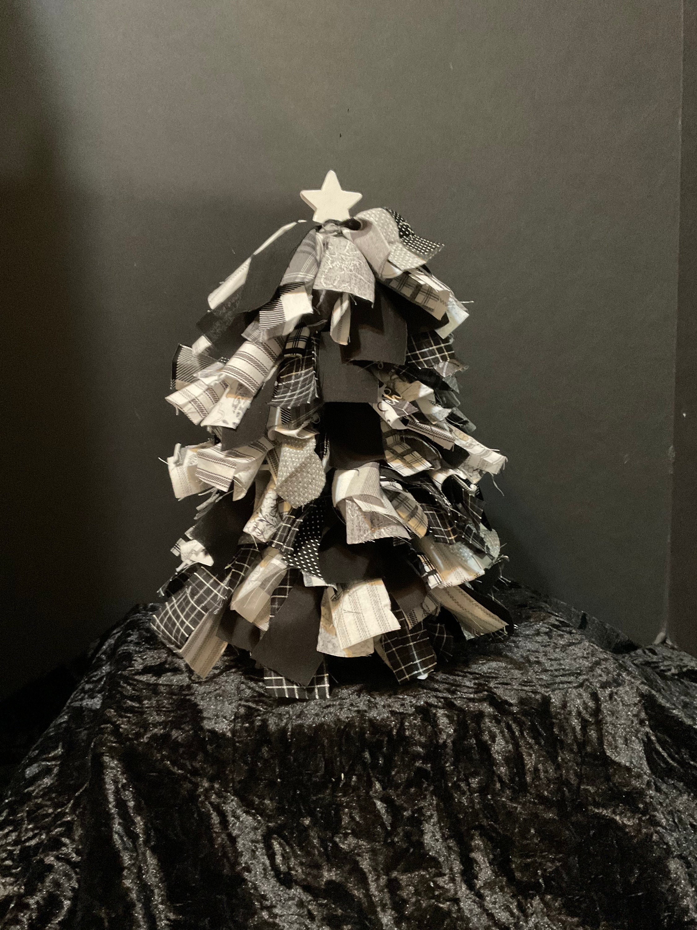 Black and White Farmhouse Rag Tree on Stand - Etsy