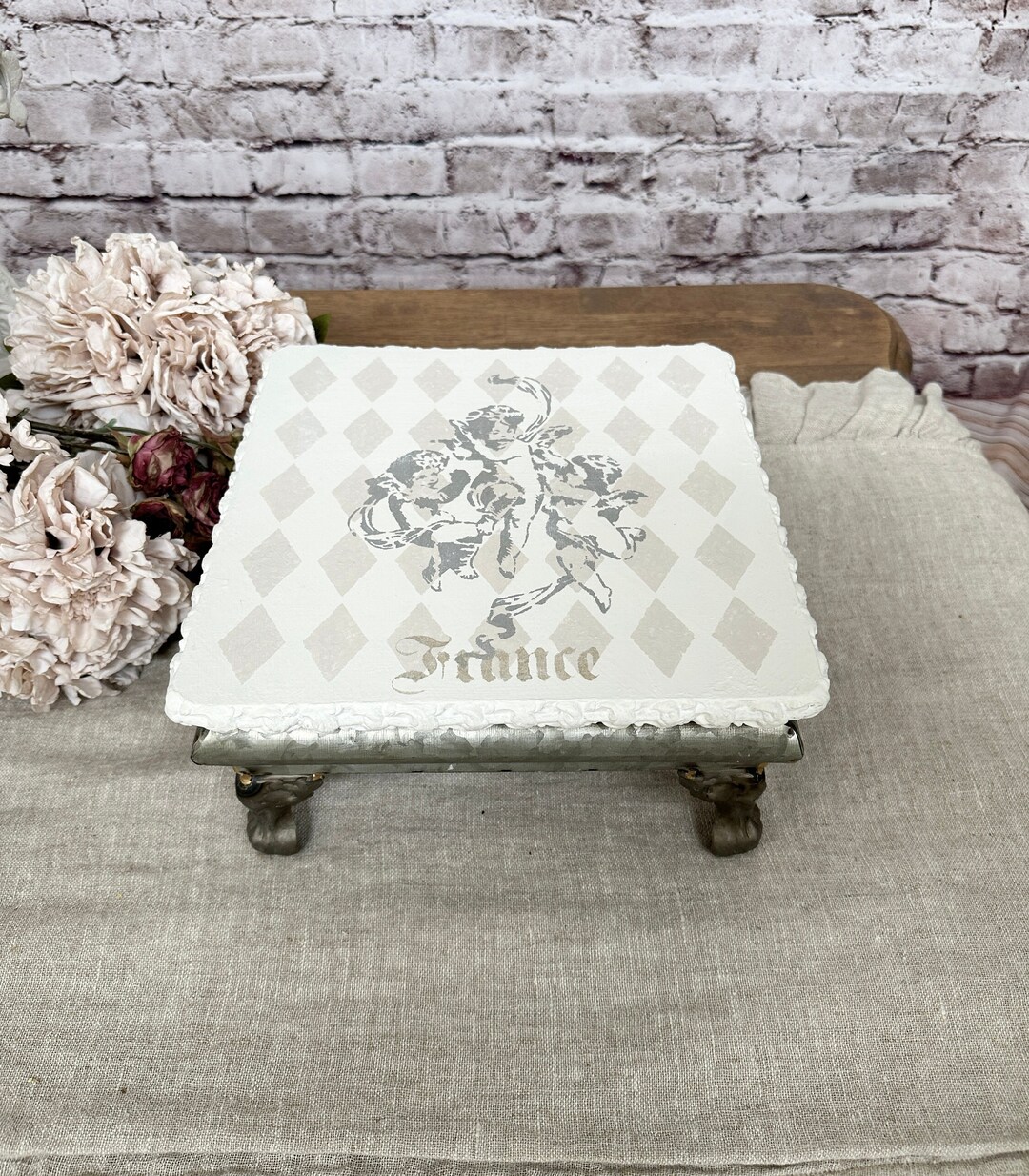 Square Wood French Cherub Riser With Metal Claw Feet - Etsy