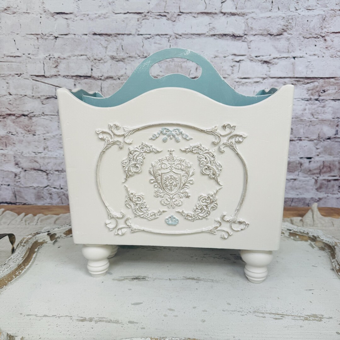 French Wood Ornate Magazine Box With Handle - Etsy