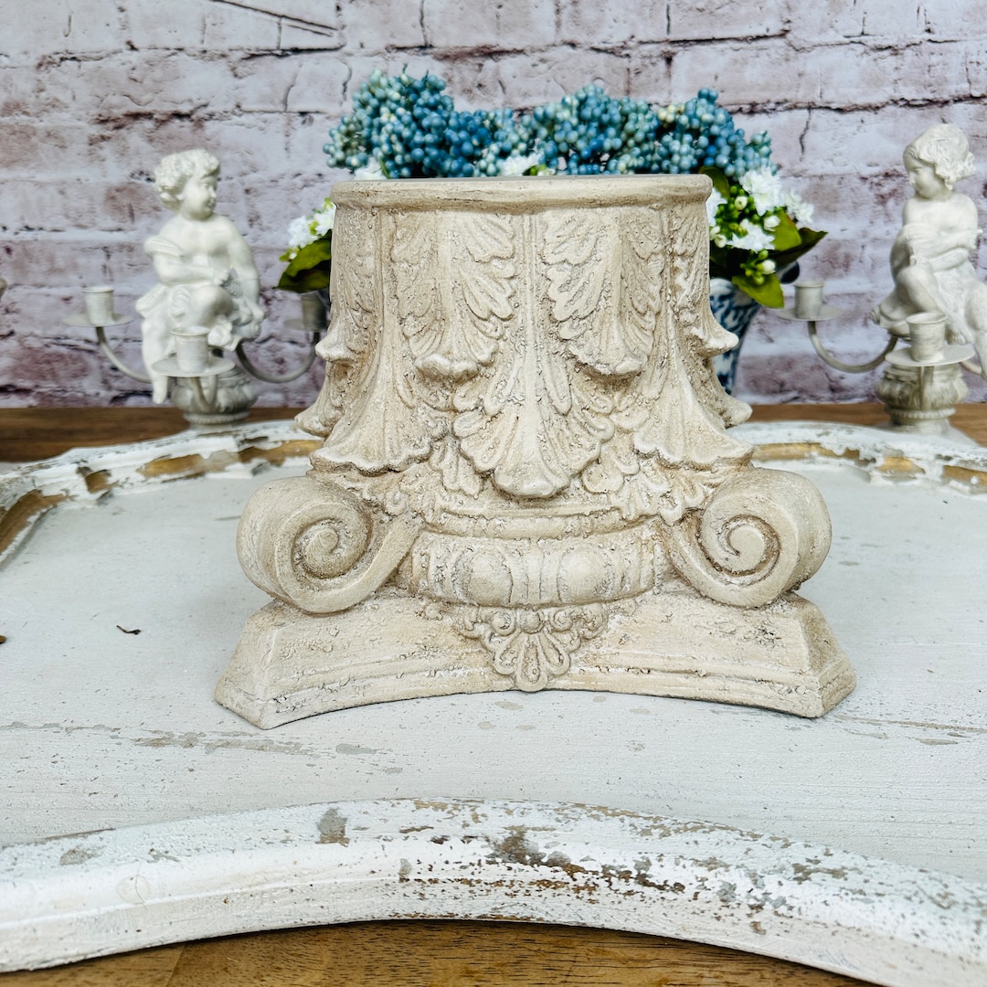 Large Round Ornate Plaster Pedestal - Etsy
