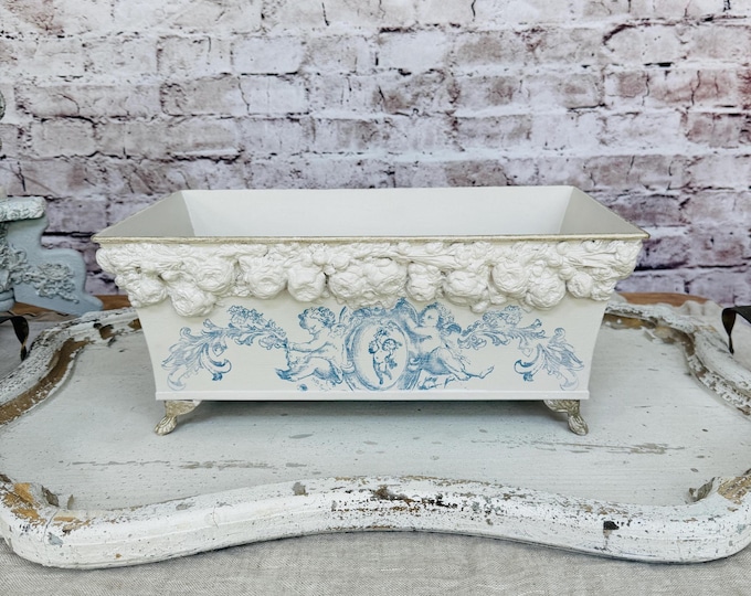 Large French Toile Tin Planter With Claw Feet - Etsy
