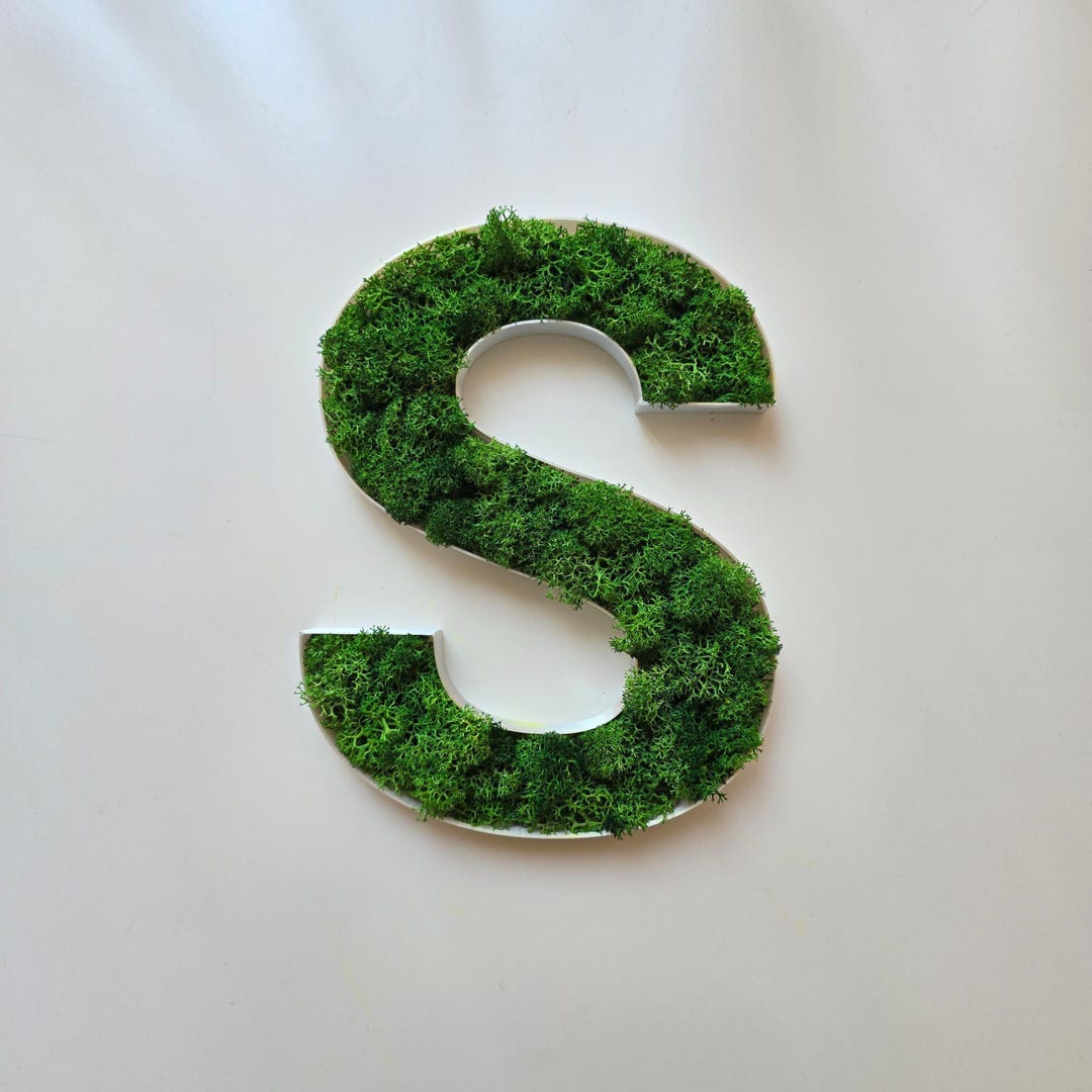 Moss Initial Wall Art | 3D Printed Letter With Preserved Scandinavian ...