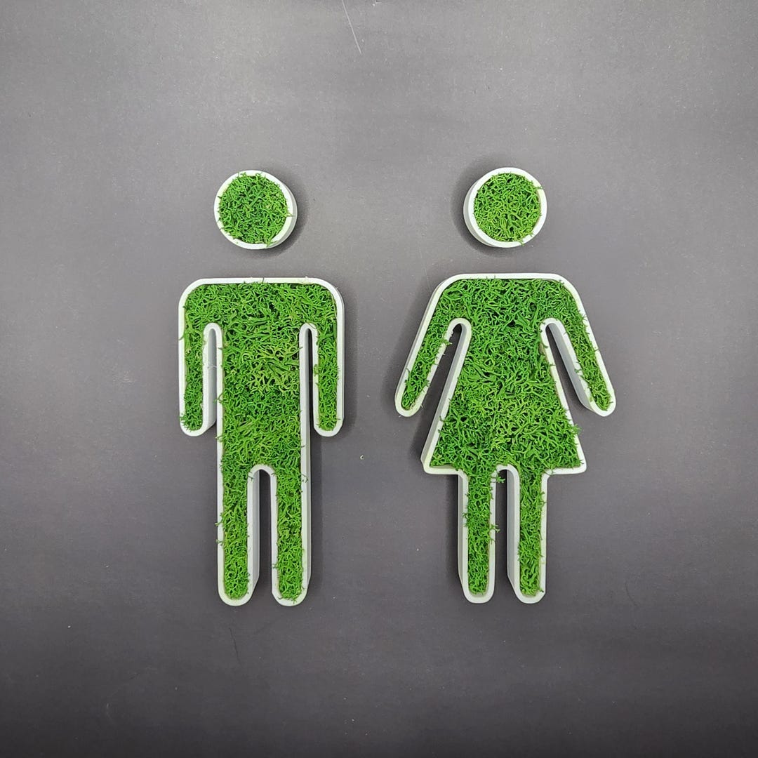 3D Printed Moss Restroom Sign – Modern PLA Wall Decor - Etsy