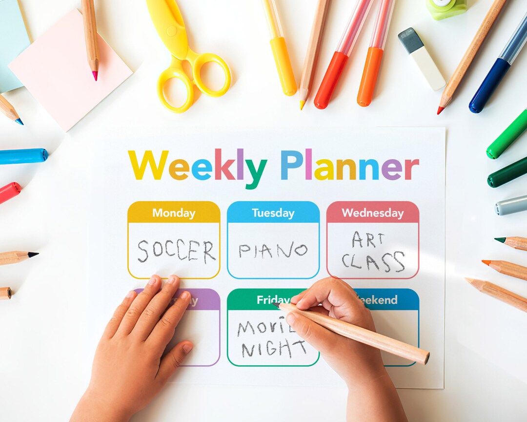 Printable Kids Simple Weekly Planner, Weekly to Do List for Kids, Kids ...