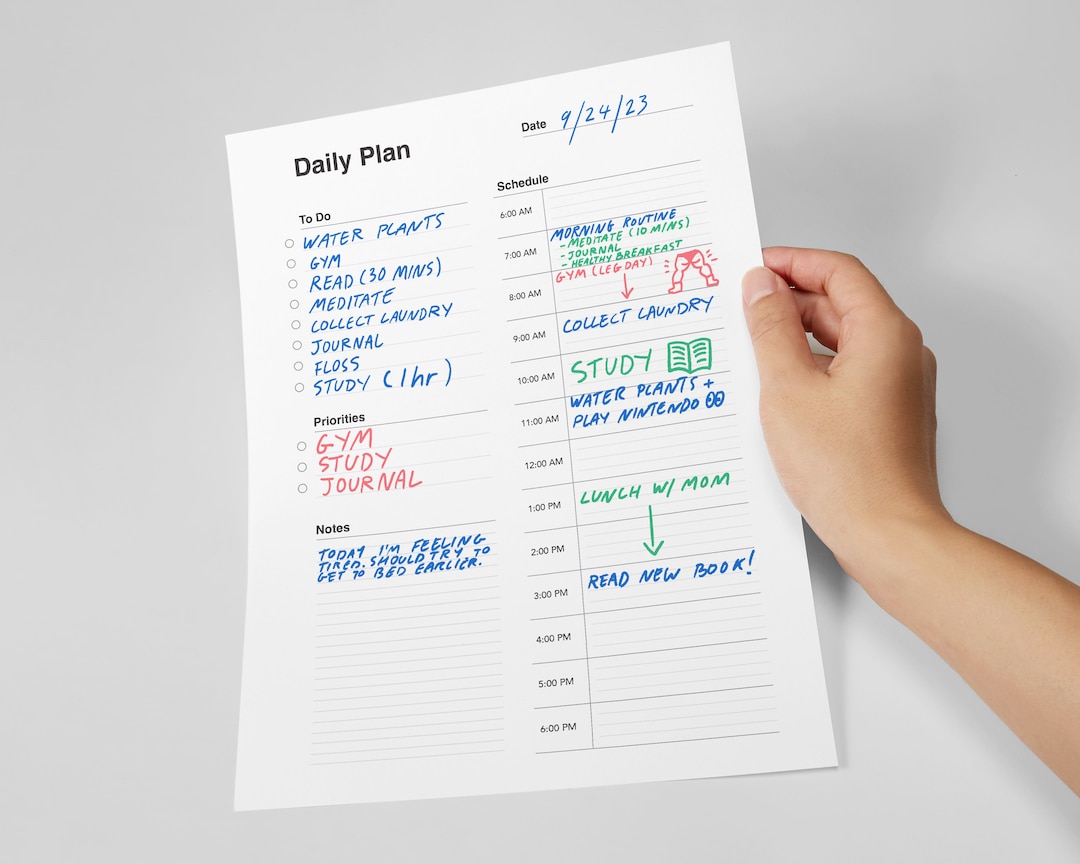 Simple Printable Daily Planner Printable, Daily to Do List for Work ...