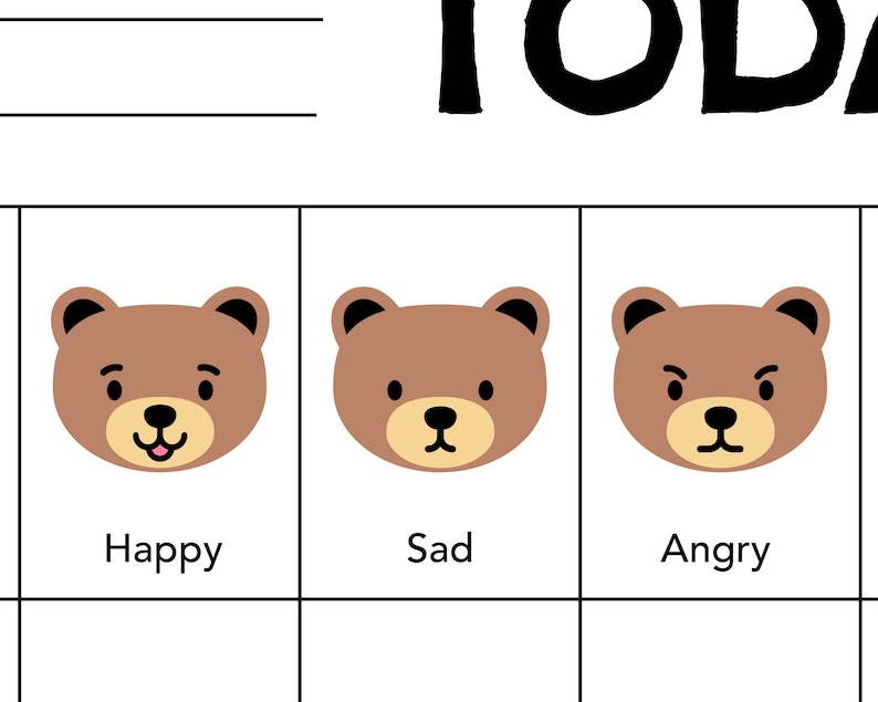 Printable Kids Bear Weekly Mood Tracker, Feeling Tracker, Animal Mood ...