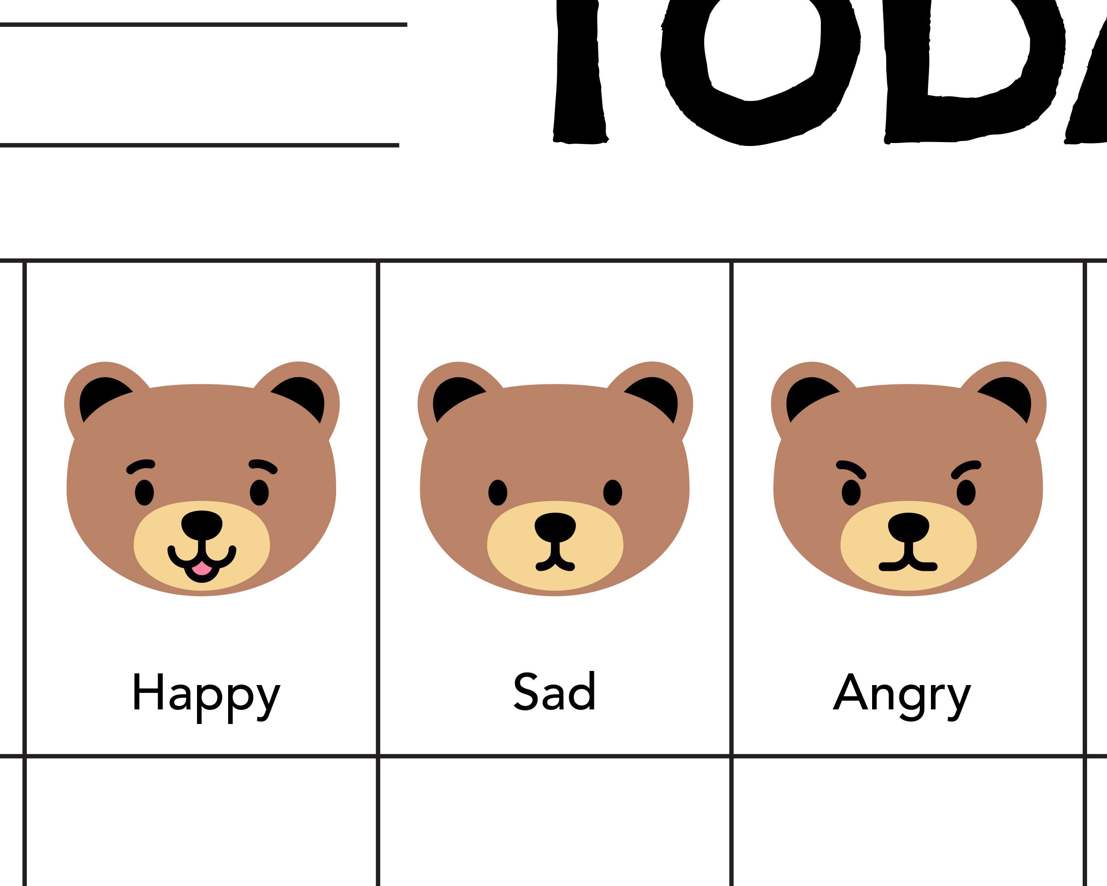 Printable Kids Bear Weekly Mood Tracker, Feeling Tracker, Animal Mood ...