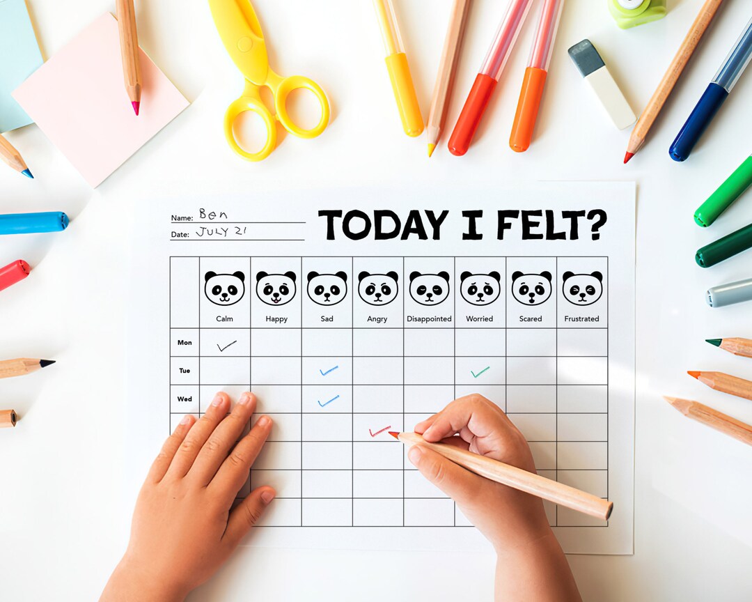 Printable Kids Panda Weekly Mood Tracker, Feeling Tracker, Animal Mood ...