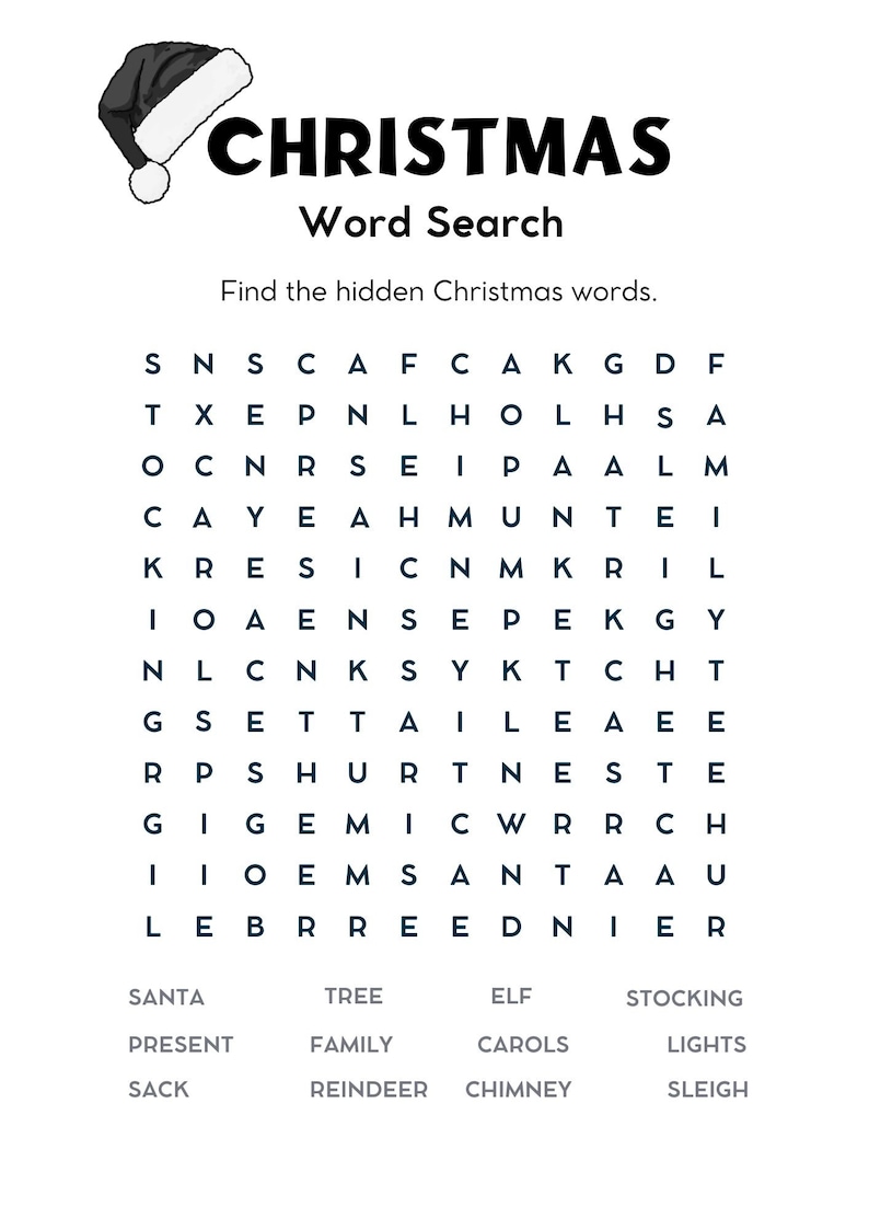 Christmas Word Search - Etsy