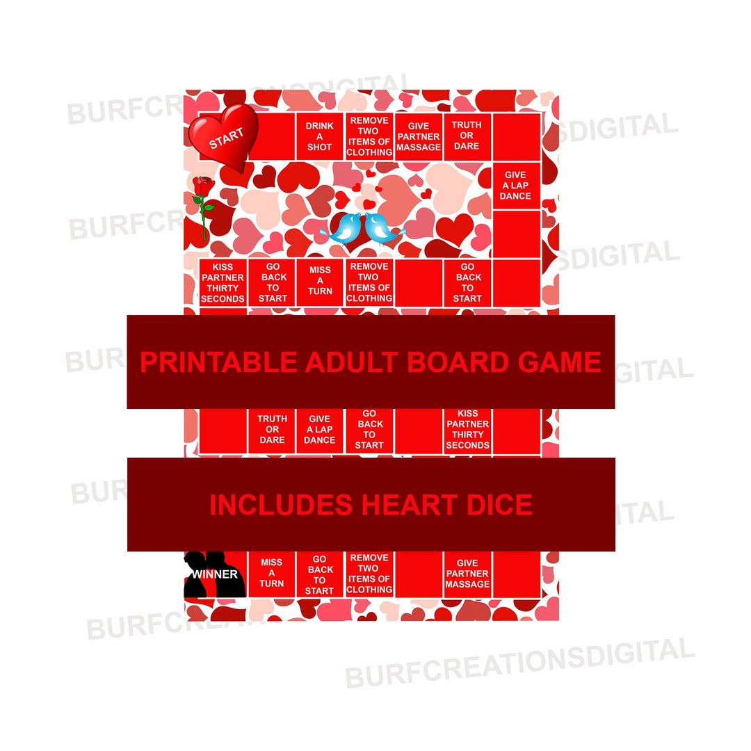 Valentines Day Board Game Downloadable Digital File PDF Romantic Him ...