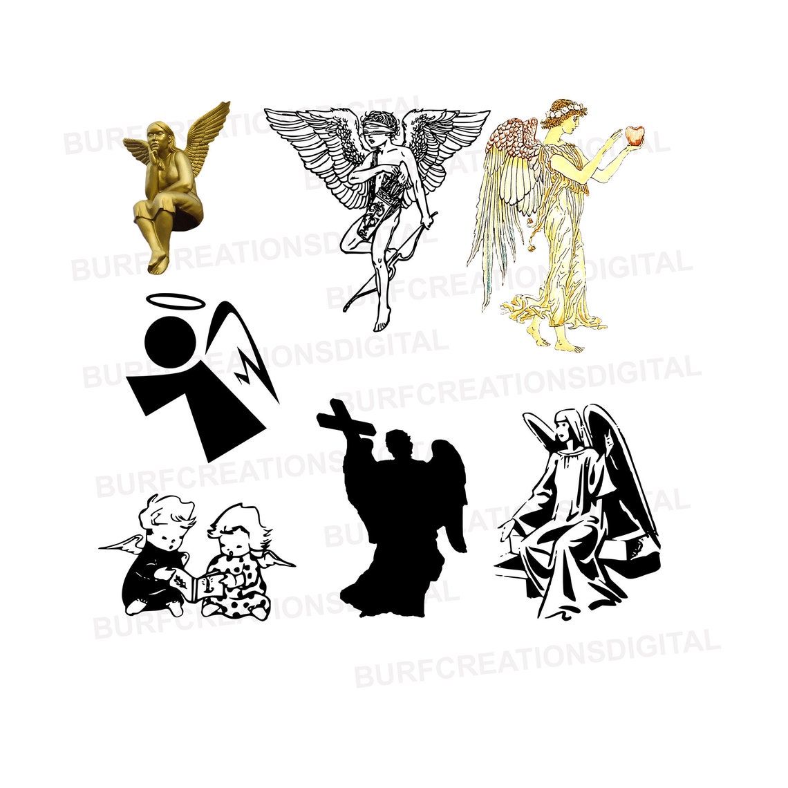 Angel Clipart SVG PNG EPS 68 Downloadable Digital Image Files Assorted ...