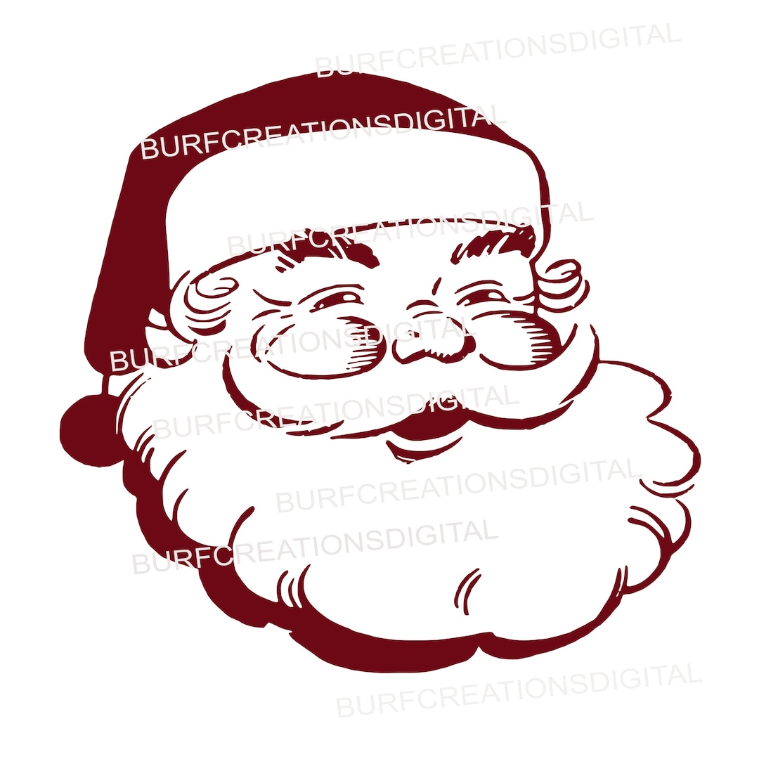 Father Christmas Red Vintage Retro Santa Face SVG PNG Digital ...