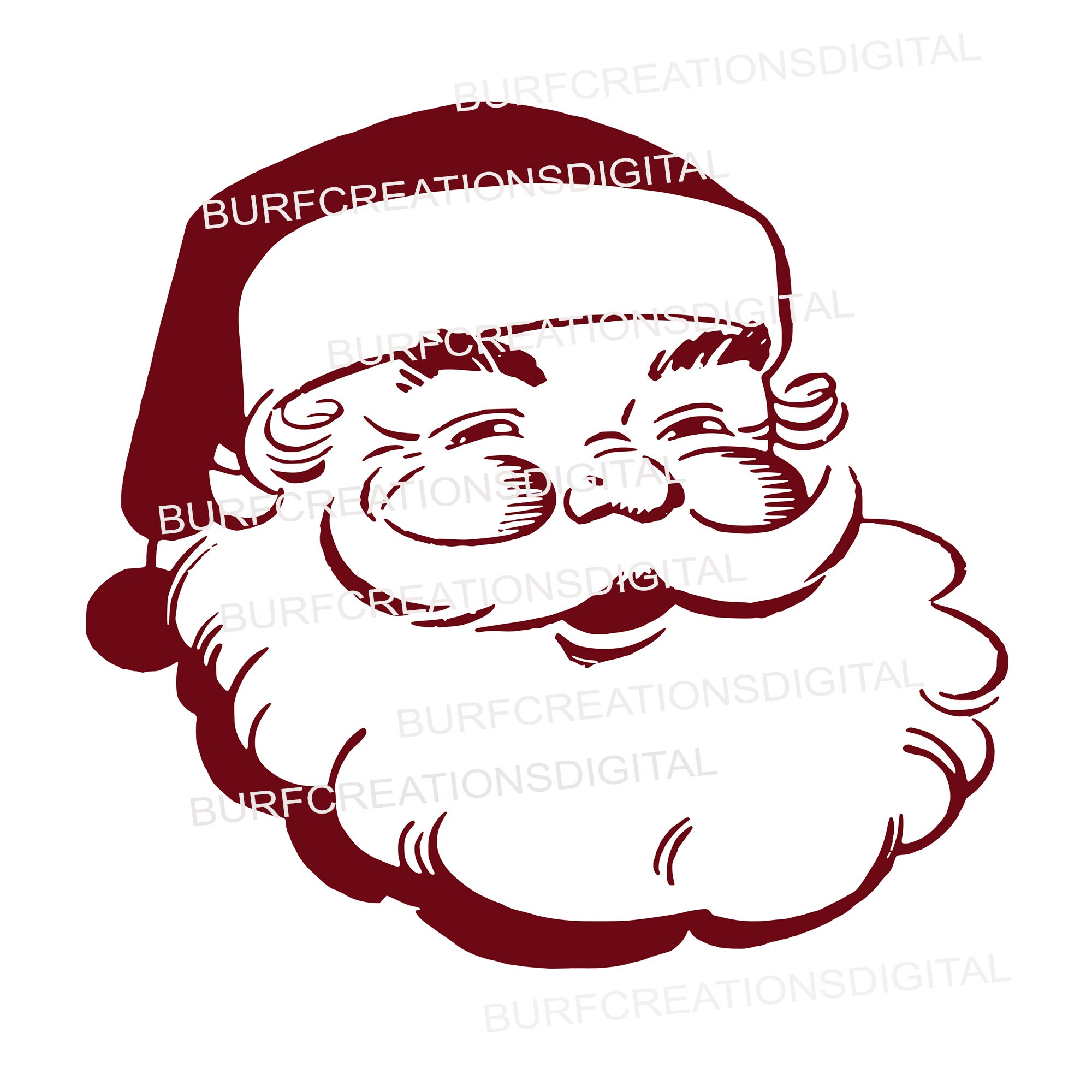 Father Christmas Red Vintage Retro Santa Face SVG PNG Digital ...