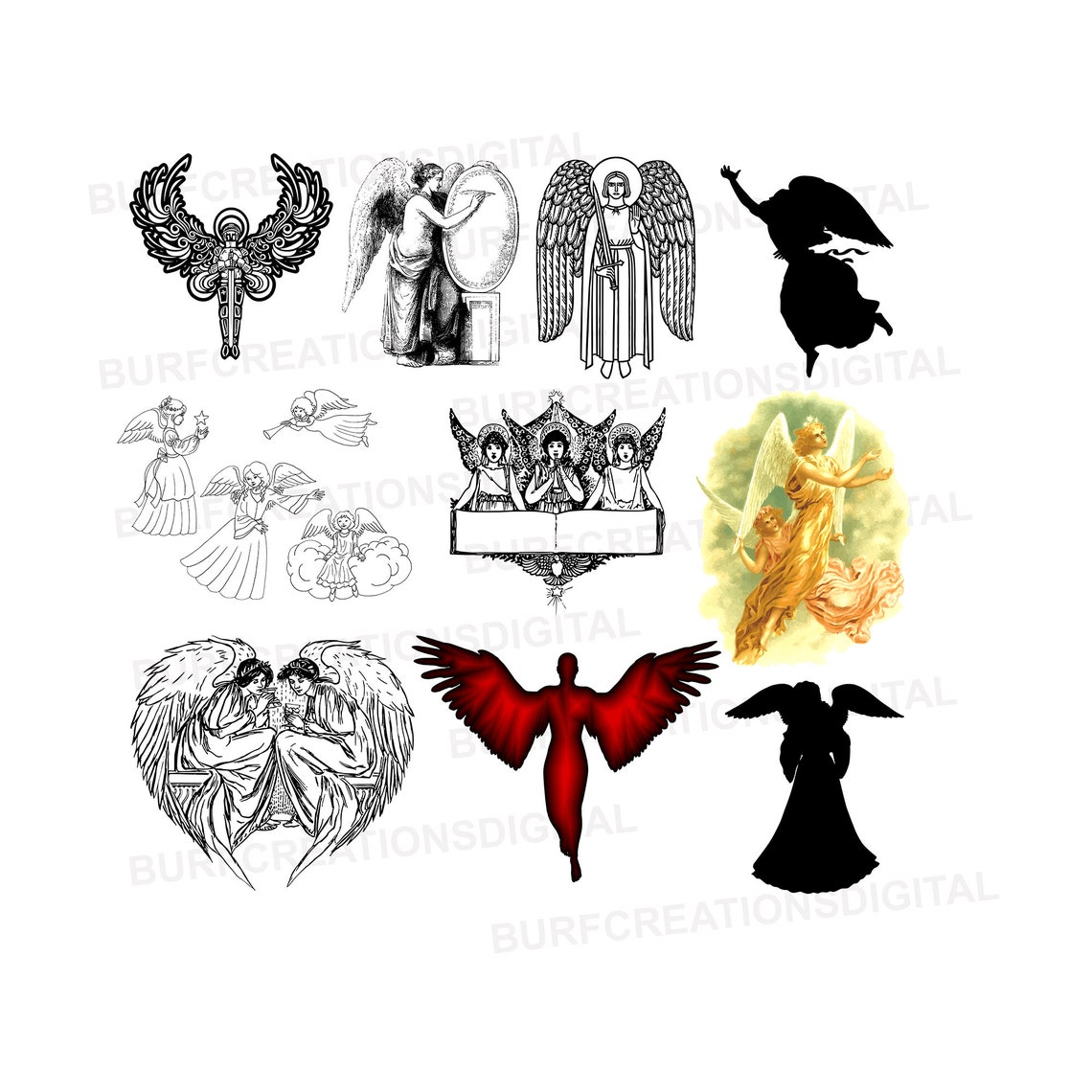 Angel Clipart SVG PNG EPS 68 Downloadable Digital Image Files Assorted ...