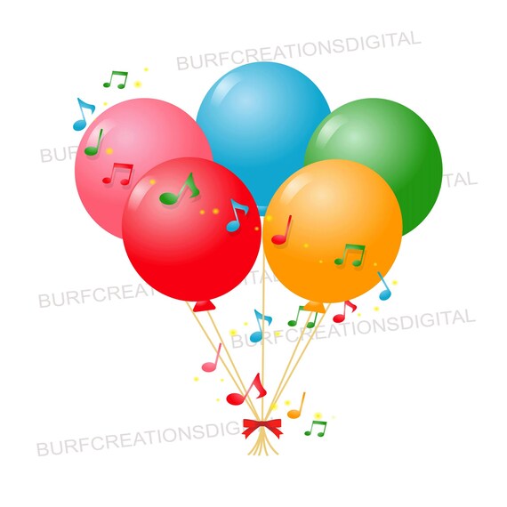 Balloons With Music Notes SVG PNG EPS Downloadable Clipart | Etsy