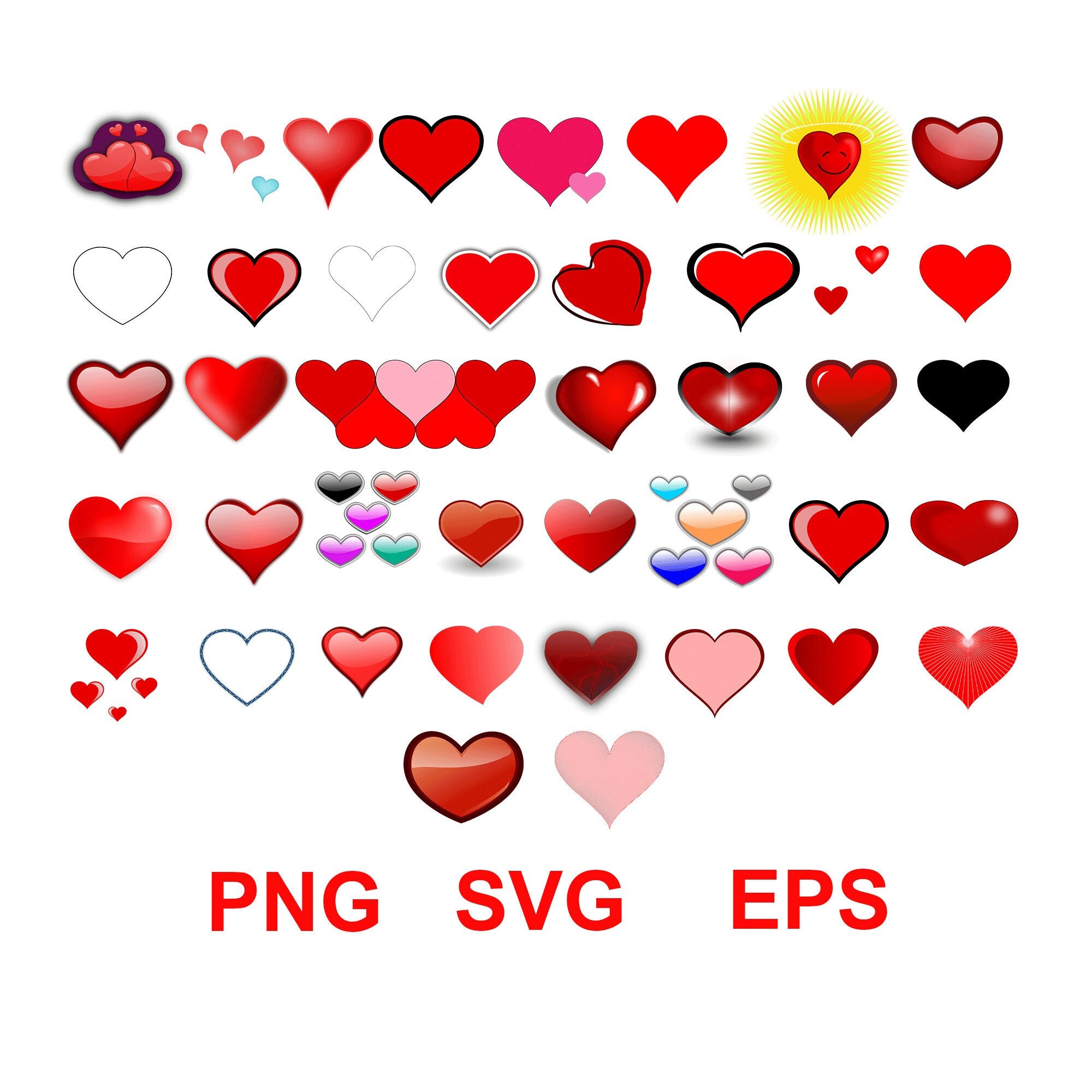 Valentine 42 Heart Downloadable Clipart Images PNG SVG EPS Files ...