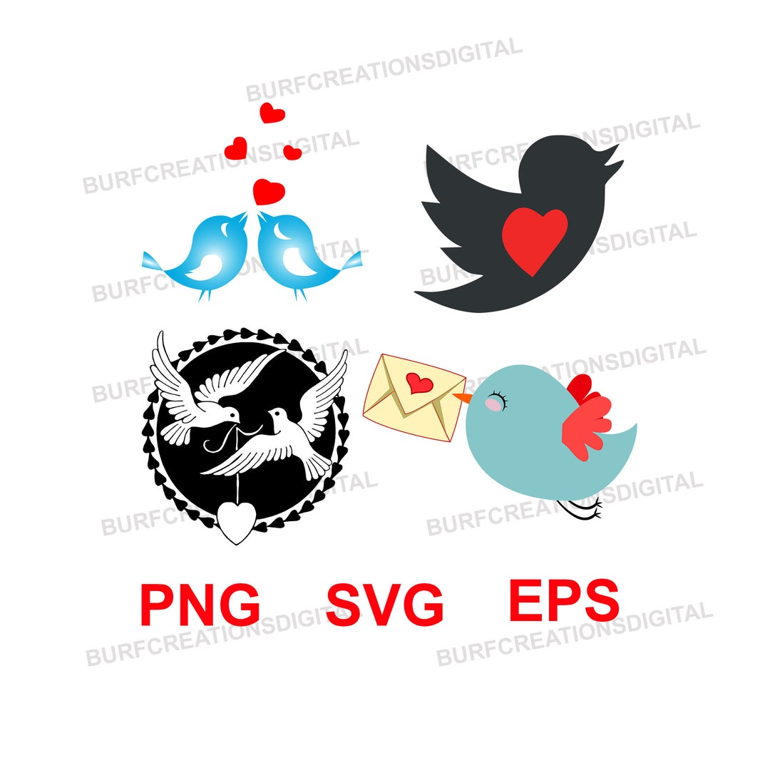 Valentine 13 Love Bird Clipart Digital Downloadable SVG EPS PNG Image ...