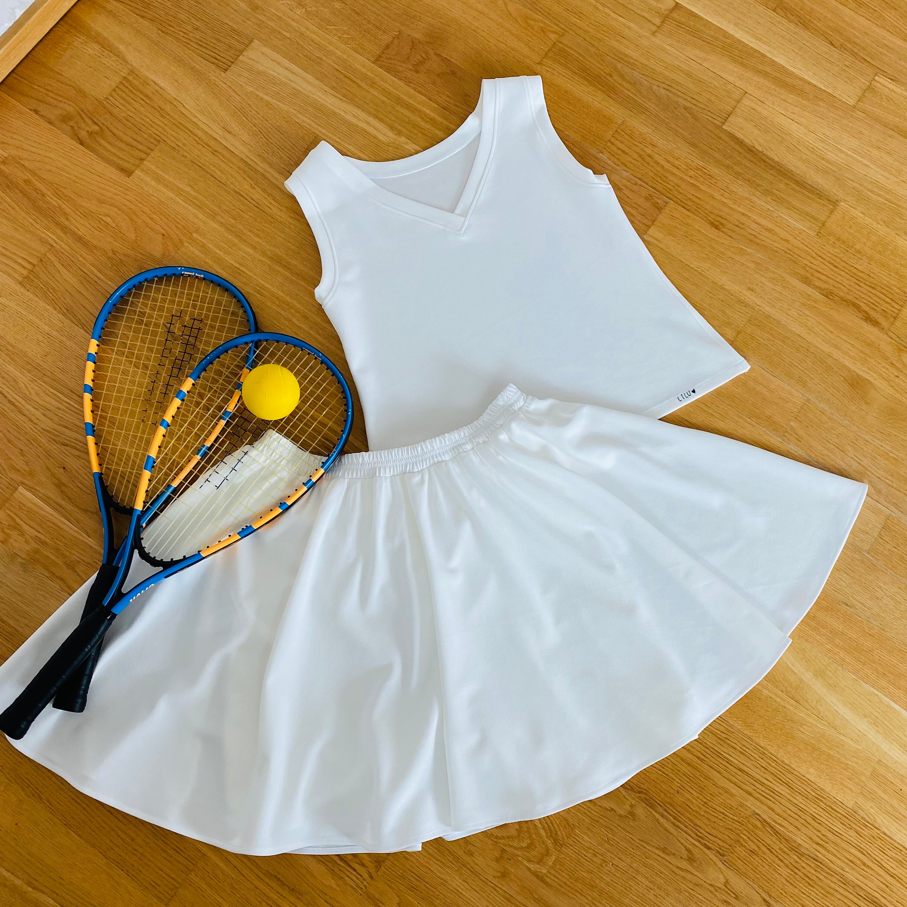Black White Tennis Set, Skirt With Short, Sport Clothing, Tennis T ...