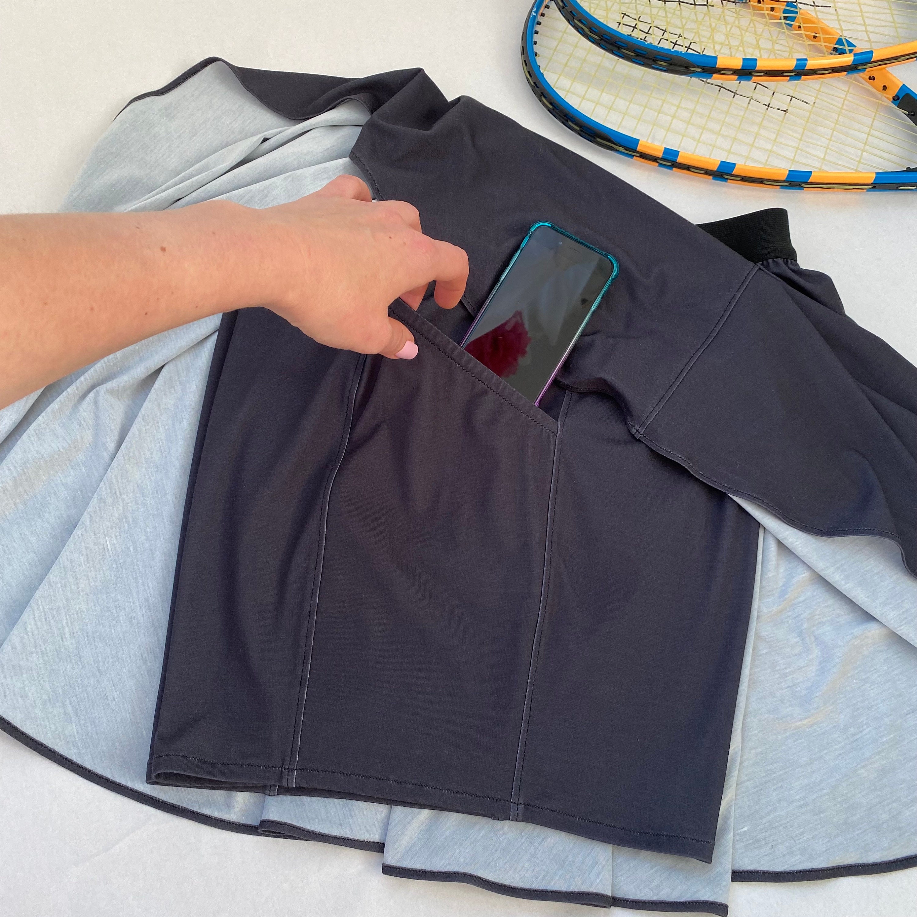 Black White Tennis Set, Skirt With Short, Sport Clothing, Tennis T ...