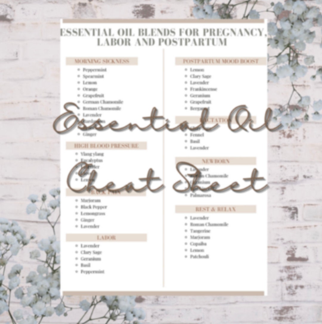 Essential Oil Cheat Sheet Handout for Doulas - Etsy Australia