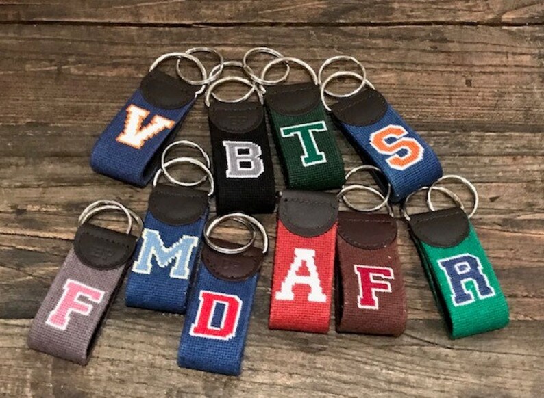 Hand-stitched Needlepoint Key Fob Initials - Etsy