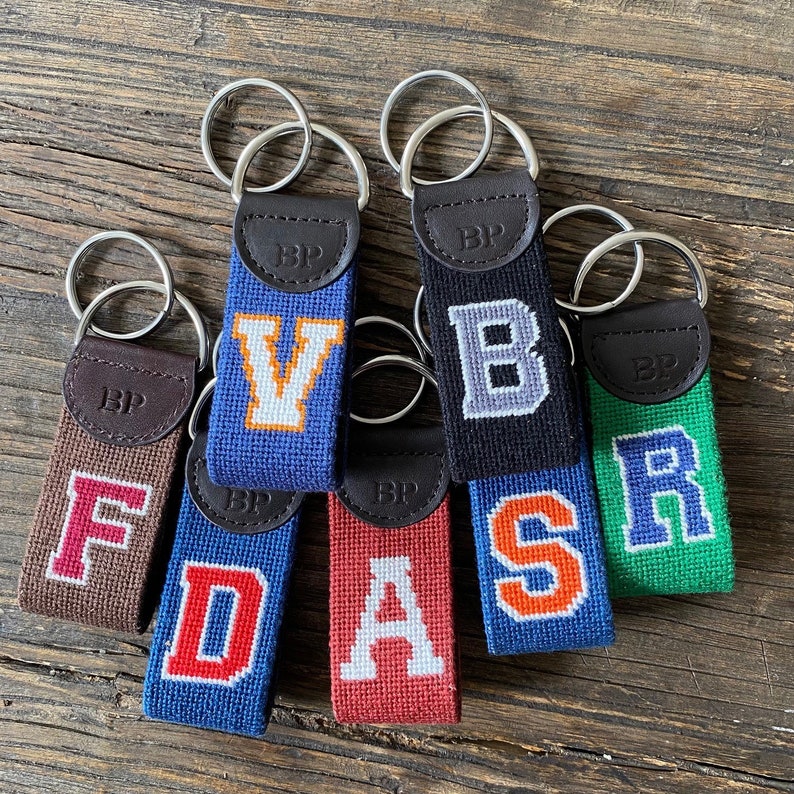 Hand-stitched Needlepoint Key Fob Initials - Etsy