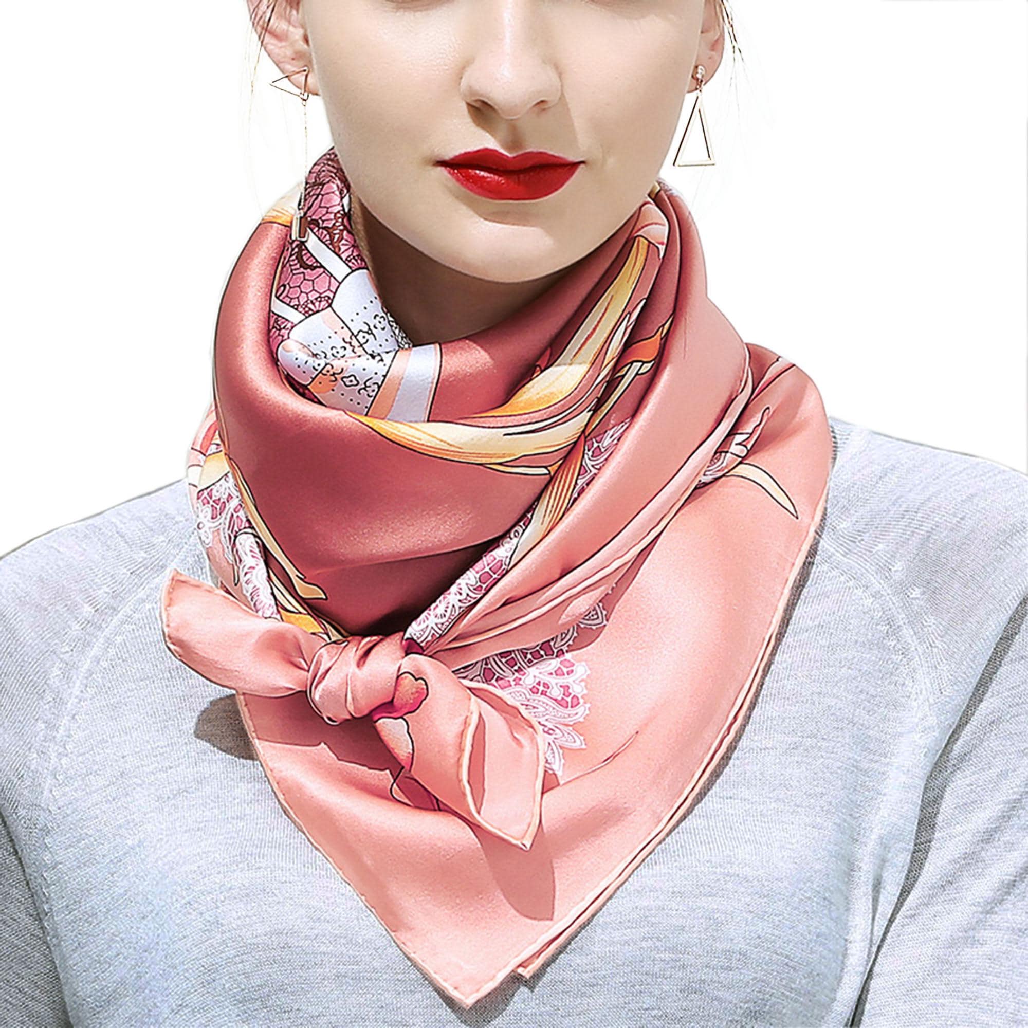 Oscar Rossa Mulberry Silk Scarf, Floral Fan Print, Hand-rolled Edges ...