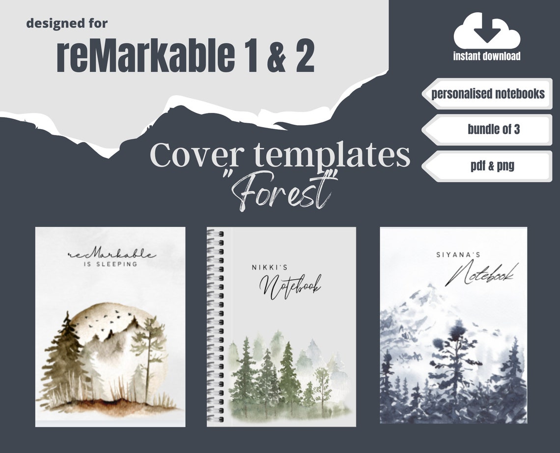Remarkable 2 Personalised Notebook Cover Template Bundle - Etsy Canada