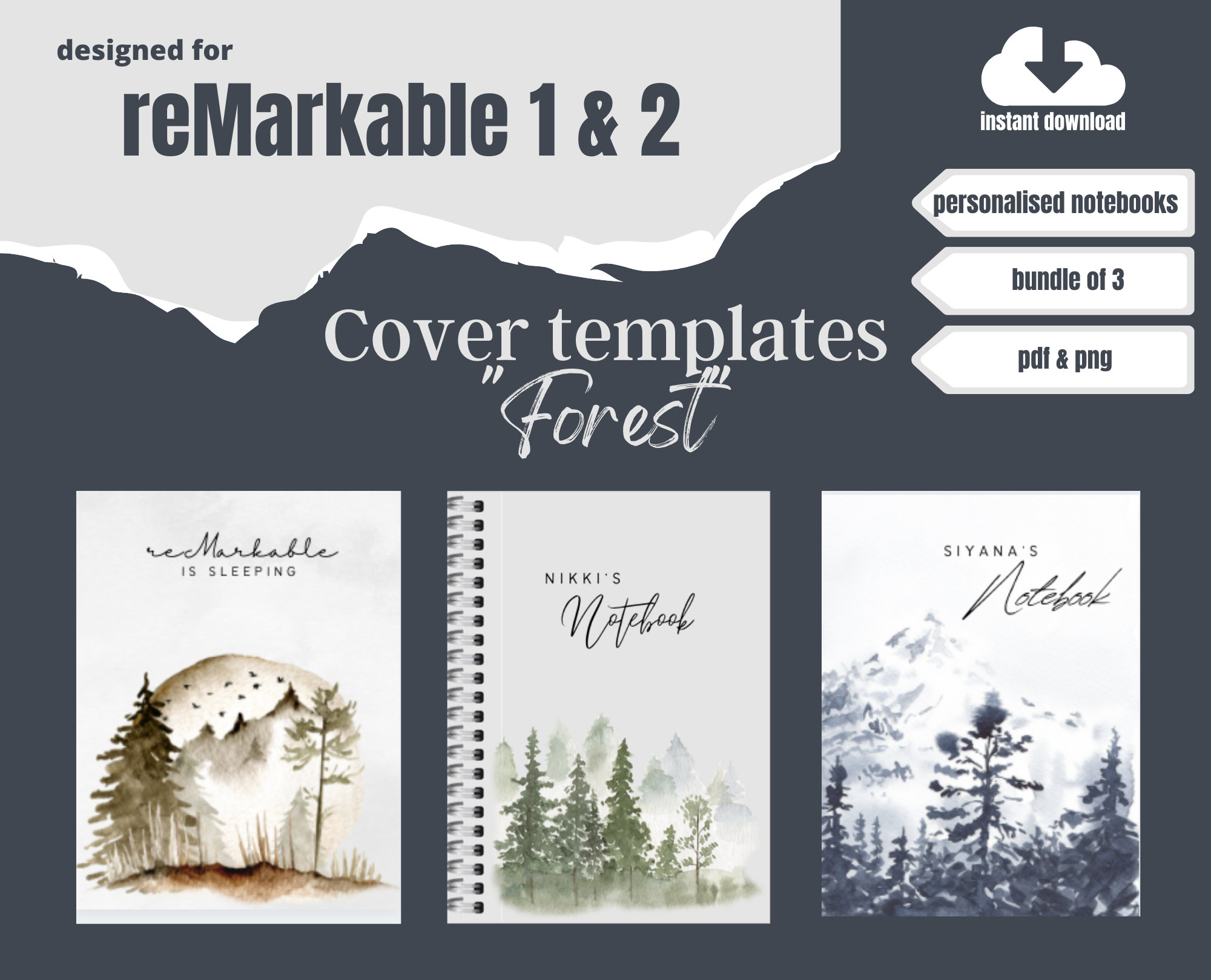 Remarkable 2 Personalised Notebook Cover Template Bundle - Etsy Canada