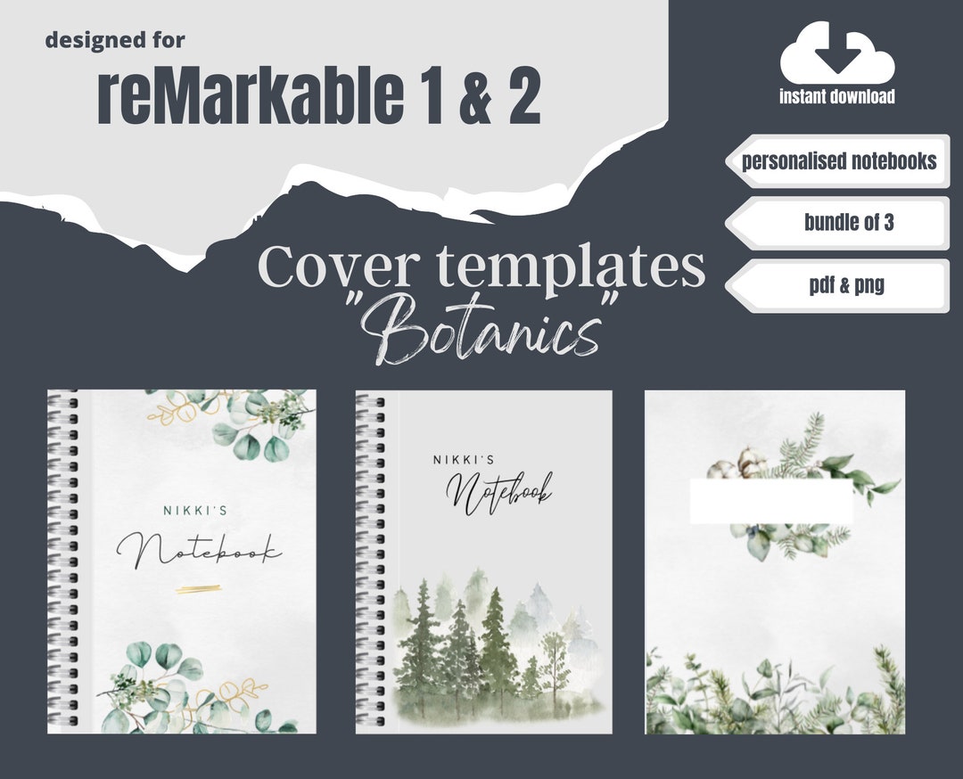 Remarkable 2 Personalised Notebook Cover Template Bundle Botanics Sleep ...