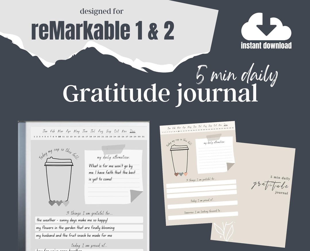 DAILY GRATITUDE JOURNAL for Remarkable 2 | Digital Notebook Template ...
