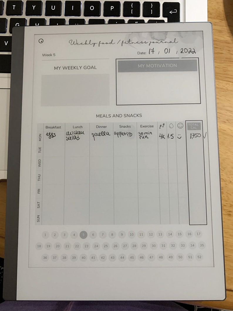 Remarkable 2 Fitness Weight Loss Tracker Planner Template | Instant ...