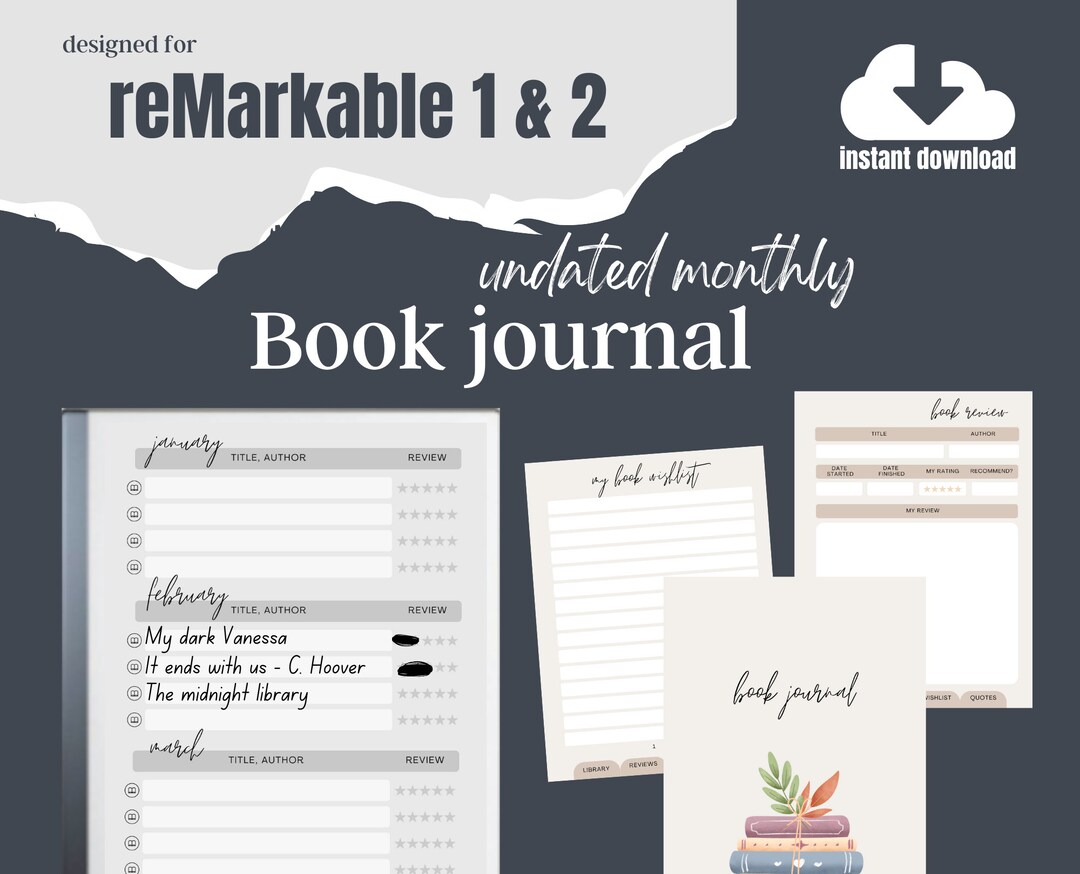 Remarkable 2 READING JOURNAL Tracker Template | Book Review List ...