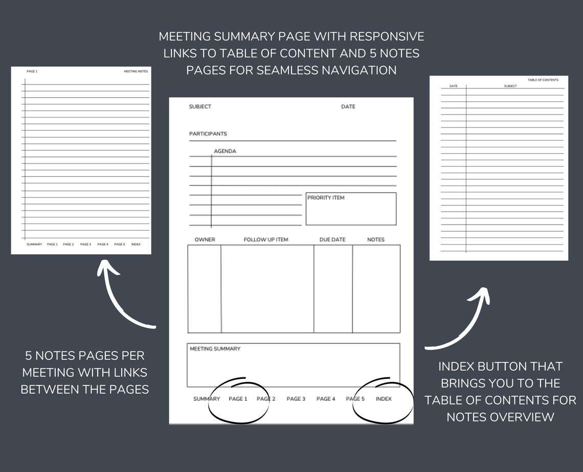 Remarkable 2 Work Notes Notebook Template Meeting Minutes | Etsy