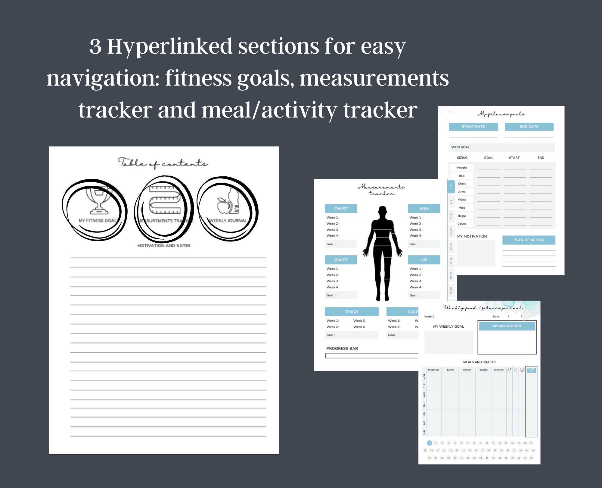 Remarkable 2 Fitness Weight Loss Tracker Planner Template - Etsy