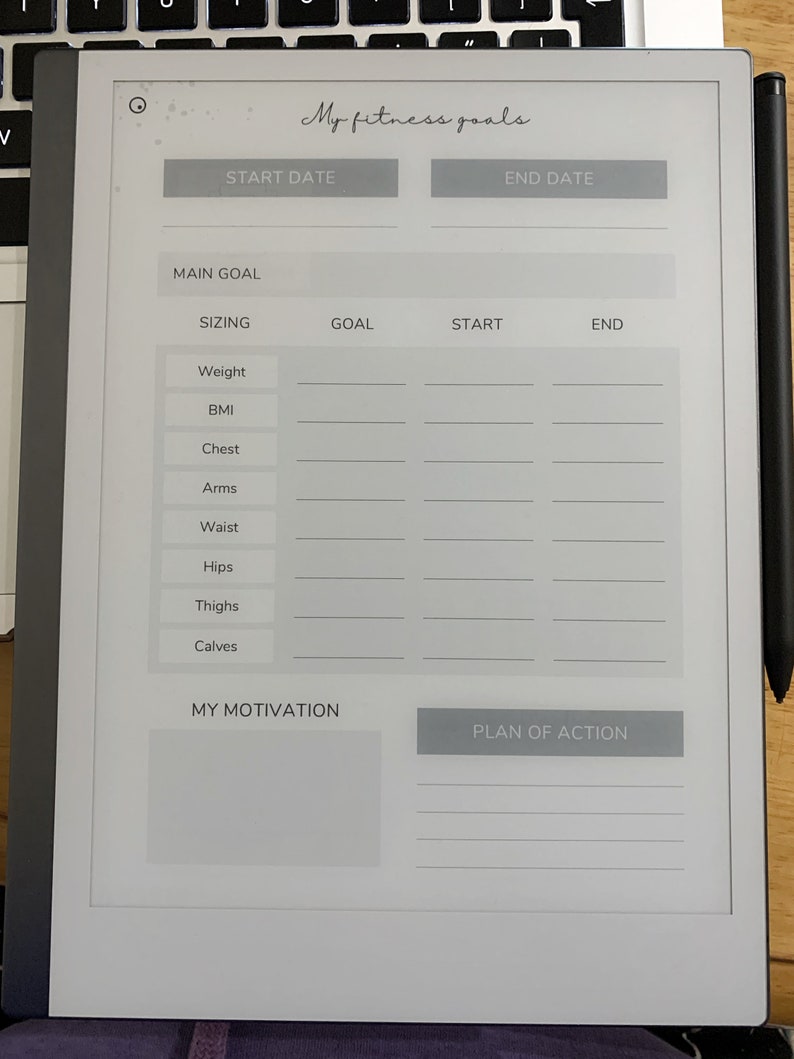 Remarkable 2 Fitness Weight Loss Tracker Planner Template | Instant ...