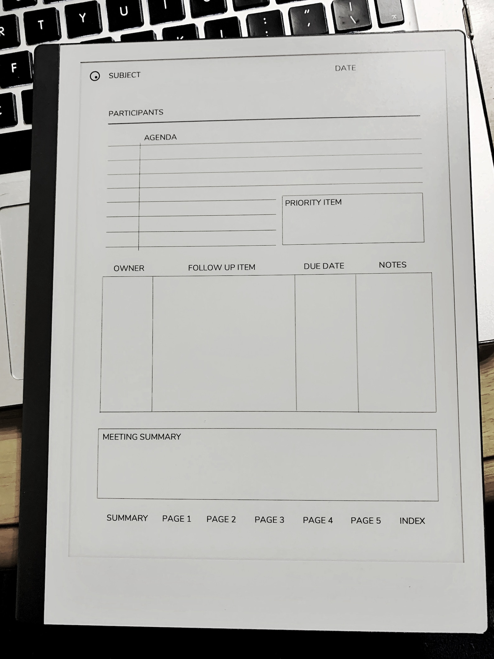 Remarkable 2 Work Notes Notebook Template Meeting Minutes | Etsy